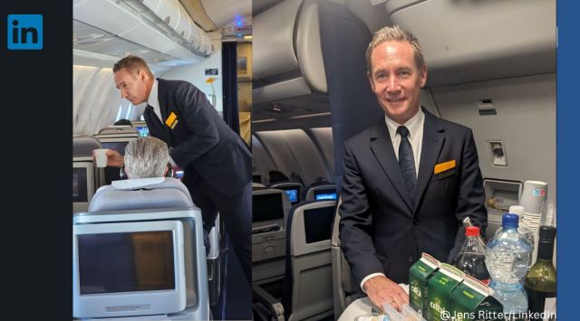 Lufthansa CEO serves passengers as an ‘additional crew member’ on a ...