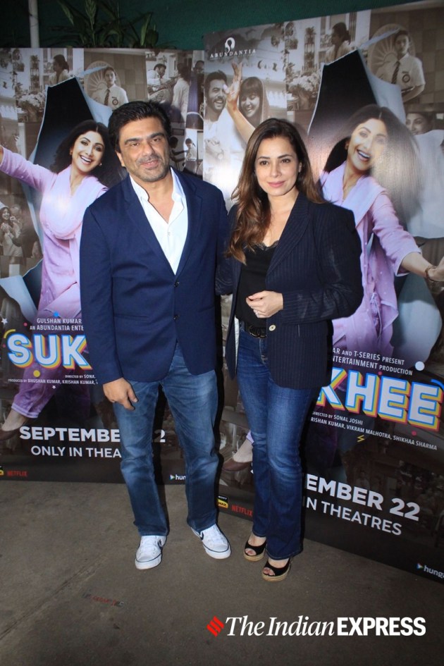 Govinda, Rekha at Shilpa's Sukhee screening; see who wore what