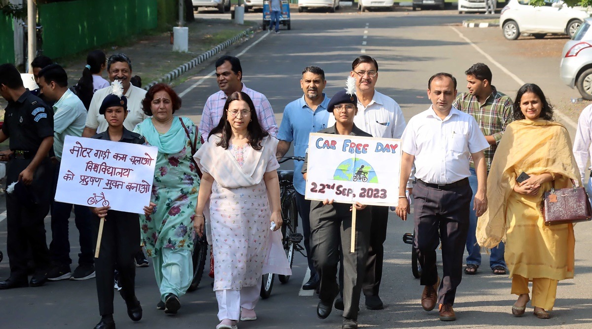 Car-free day at Panjab University: V-C, officers use cycle; others face ...