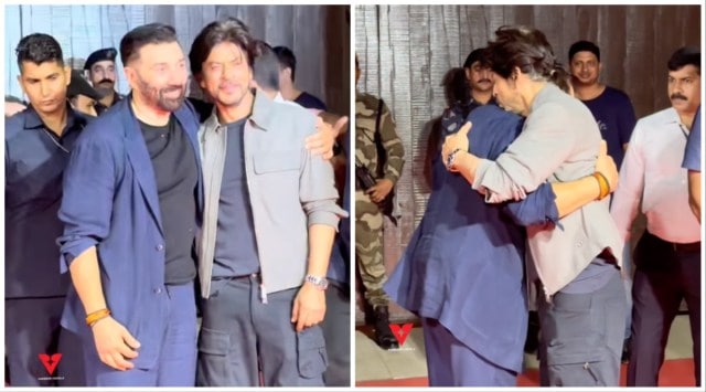 Shah Rukh Khan And Sunny Deol Hug It Out At Gadar 2s Success Bash