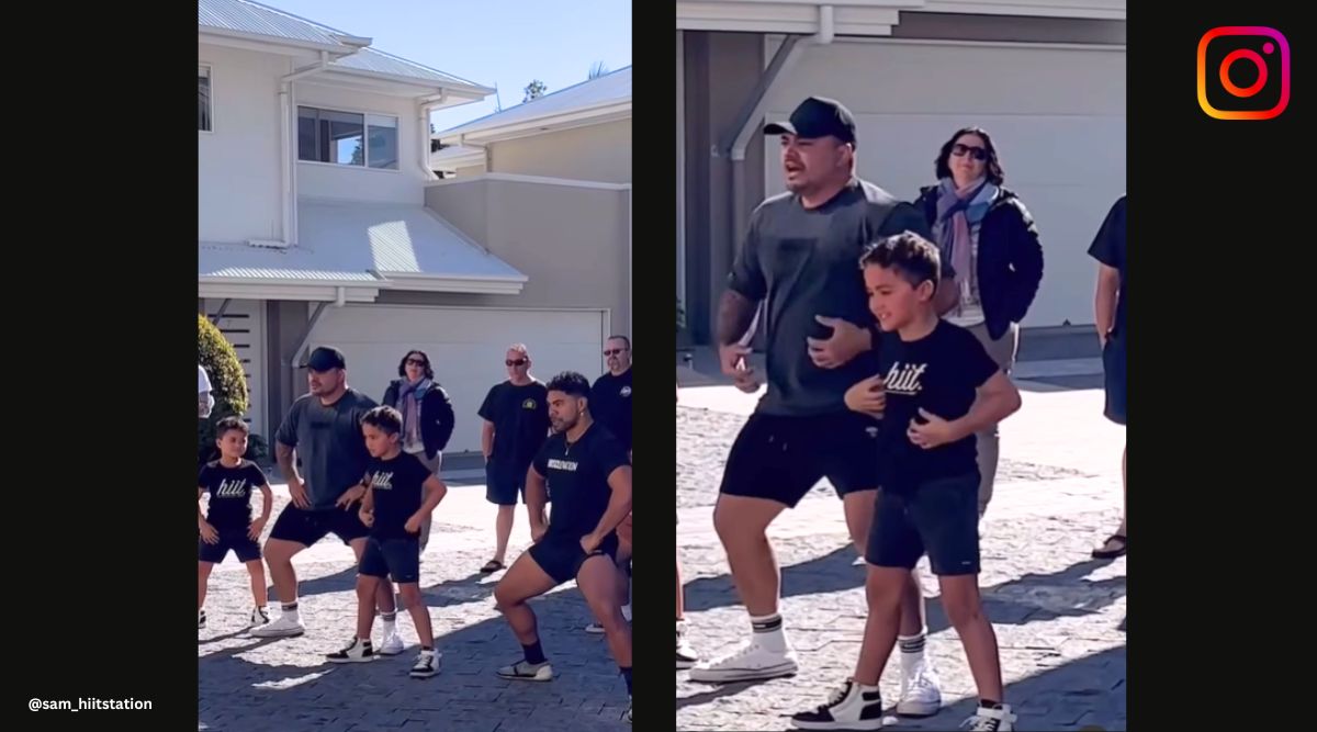 Watch New Zealand man, kids perform Haka ceremonial dance to show ...