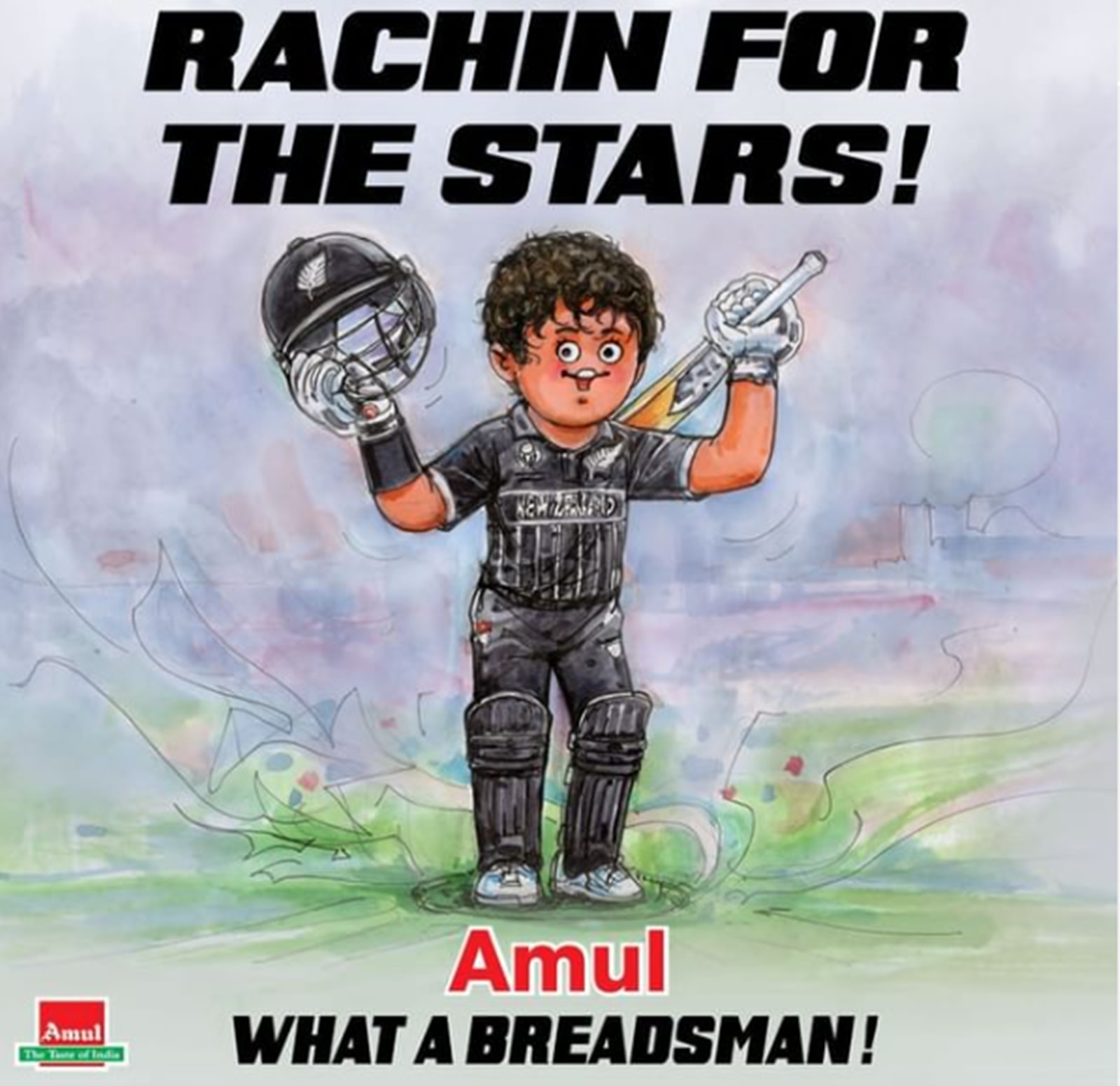 Amul topical sends love to Indian-origin New Zealand cricketer, Rachin ...