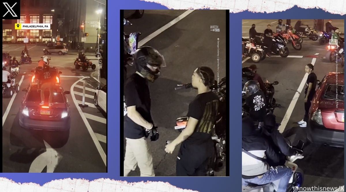 Woman confronts armed motorcyclist who smashed her car’s rear window in ...