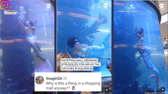 ‘Mermaid’ woman prevents tragedy after her tail gets stuck inside mall ...