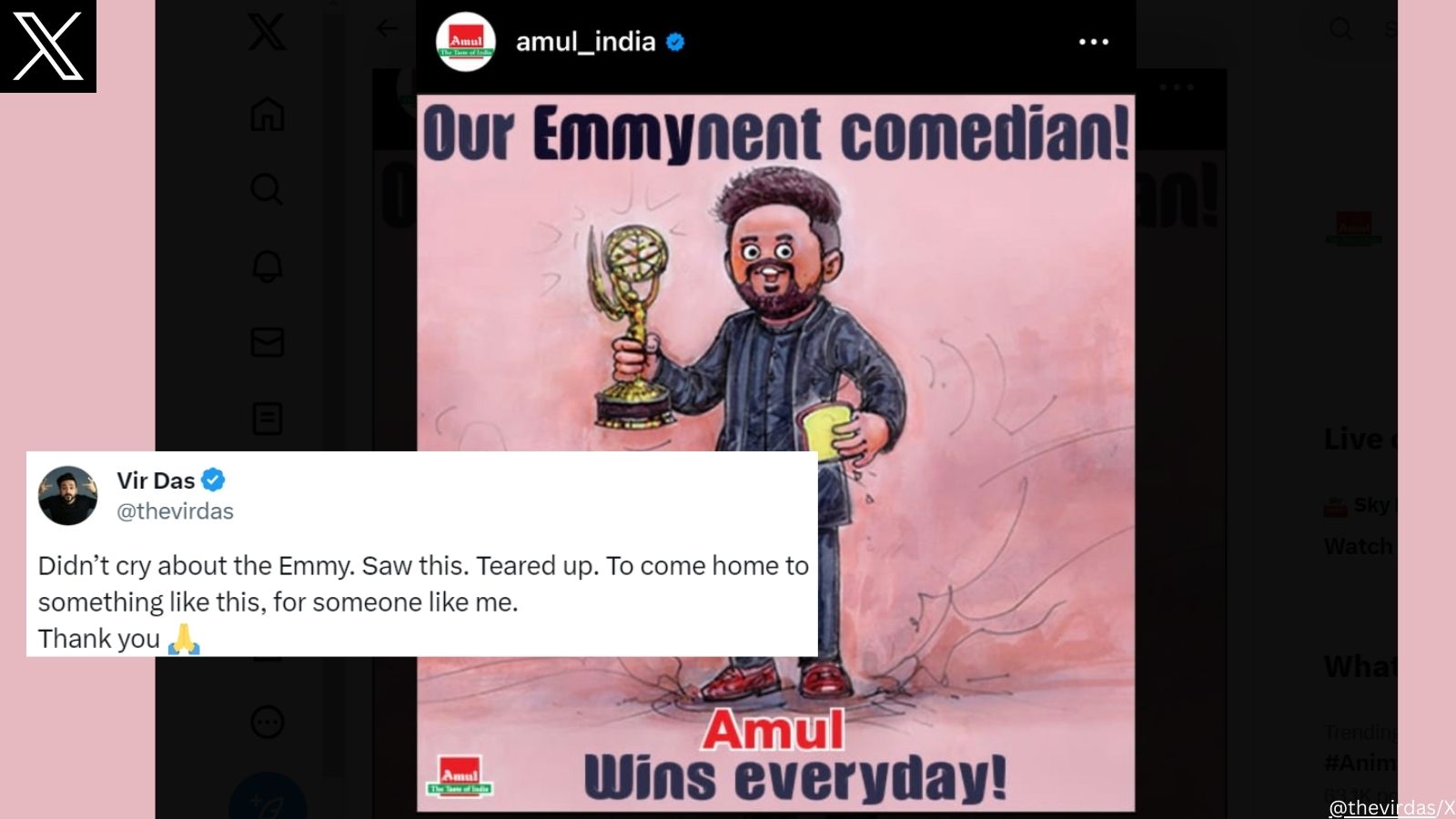 ‘Our Emmynent Comedian!’: Amul Topical pays tribute to Vir Das for ...