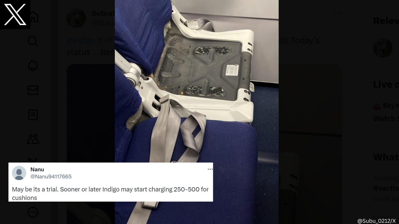 Man posts photo of seat cushion missing on IndiGo flight from Pune to ...