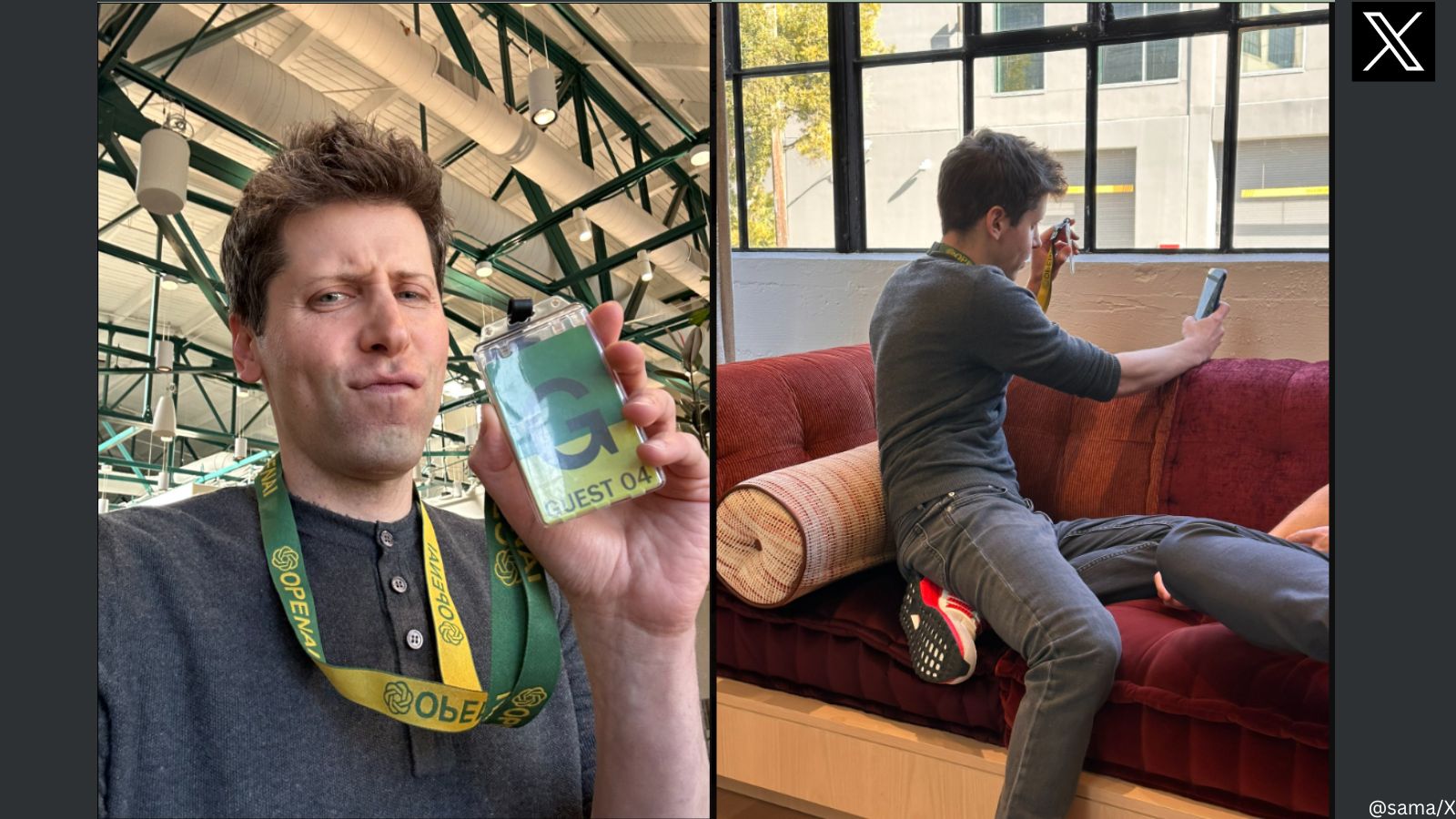 Sam Altman wears a guest ID card at OpenAI office: ‘first and last time ...