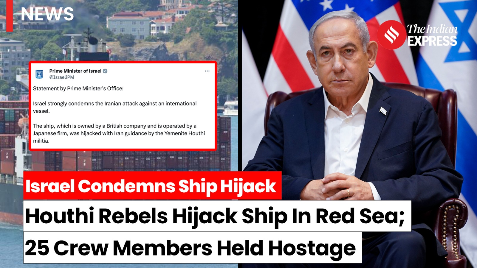 Israeli ship hijacked 25 crew members held hostage as houthi rebels ...