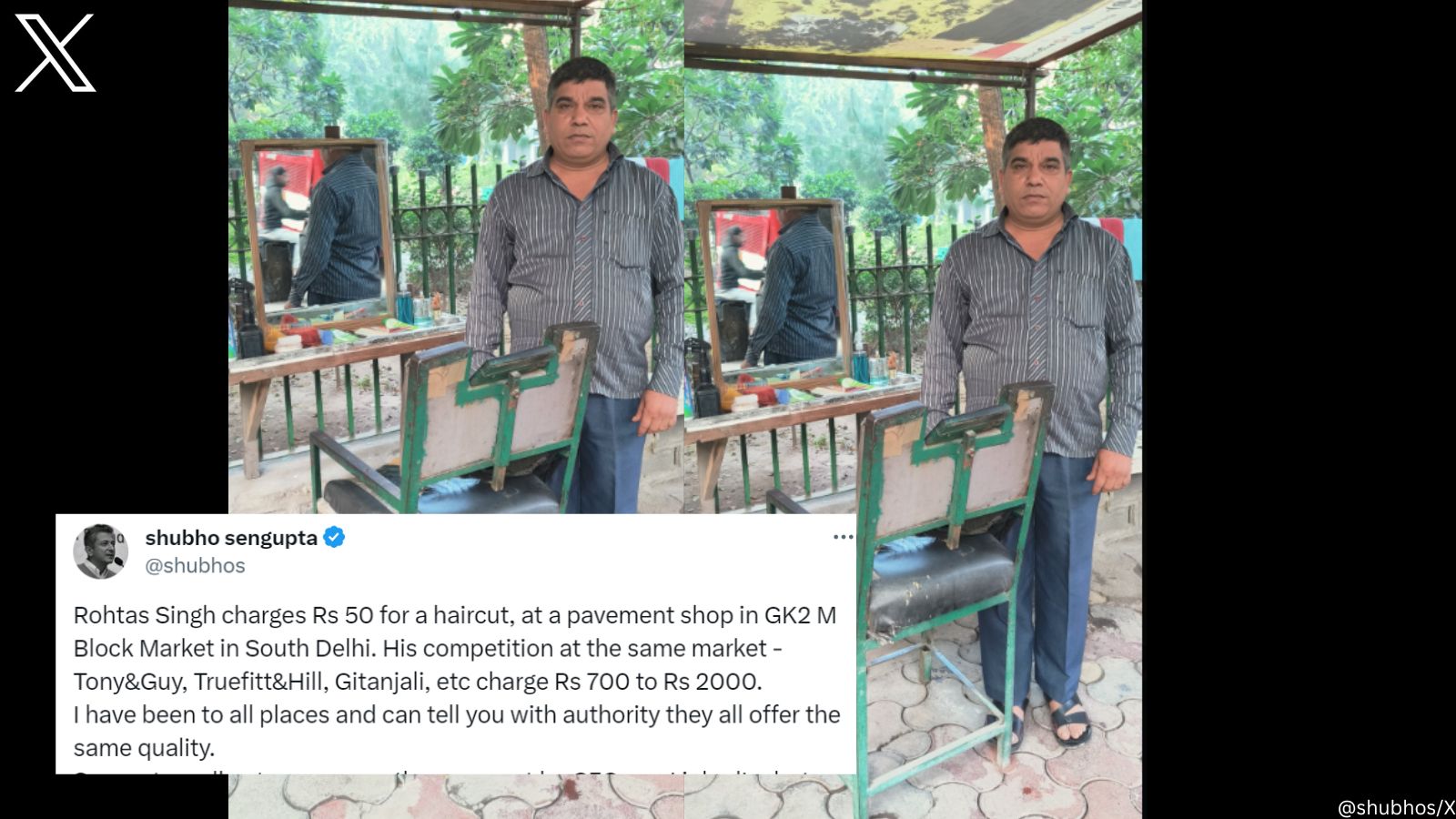 Street barber in posh South Delhi market offers haircut at Rs 50, see ...