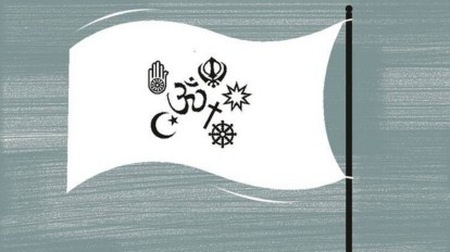 Indian Brotherhood Symbols Image Of Three Hands Are Painted With Three