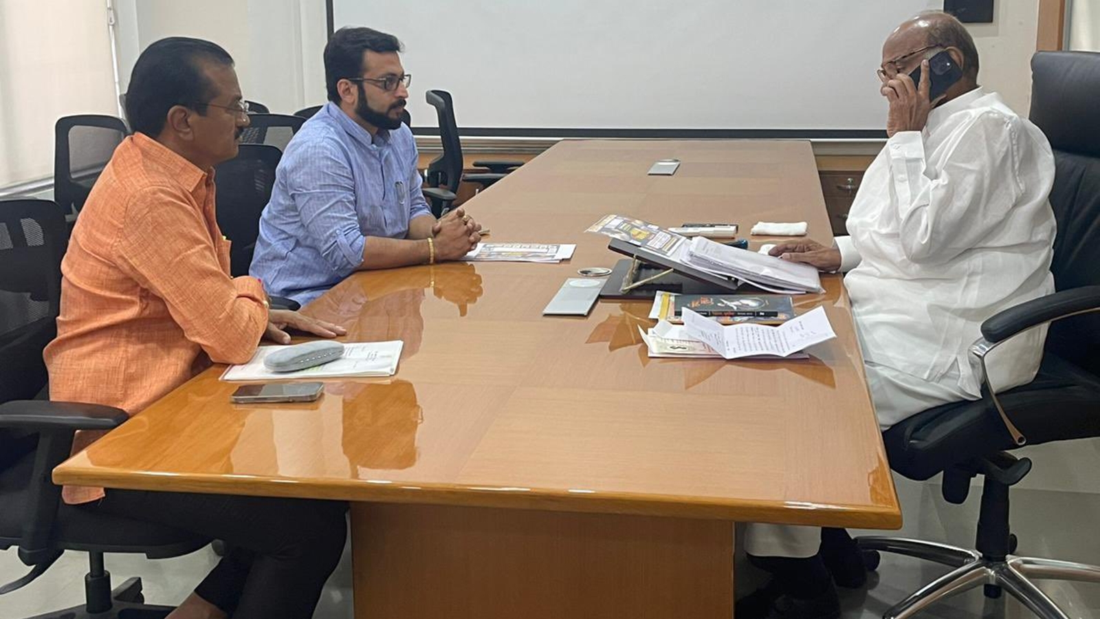 Day after Ajit Pawar’s challenge over Shirur, Amol Kolhe meets Sharad ...