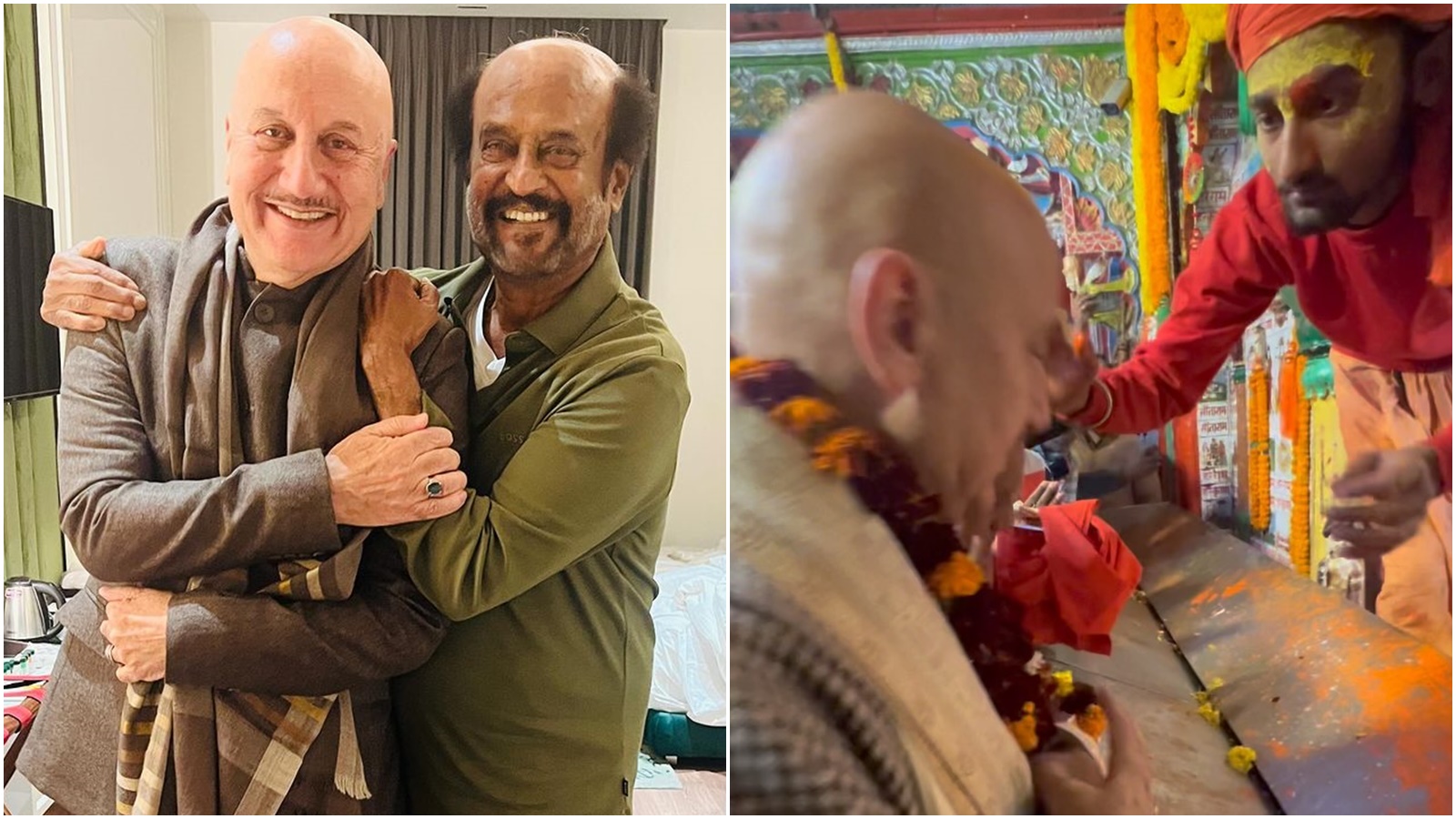 Anupam Kher meets Rajinikanth in Ayodhya, to attend Pran Pratishtha ...