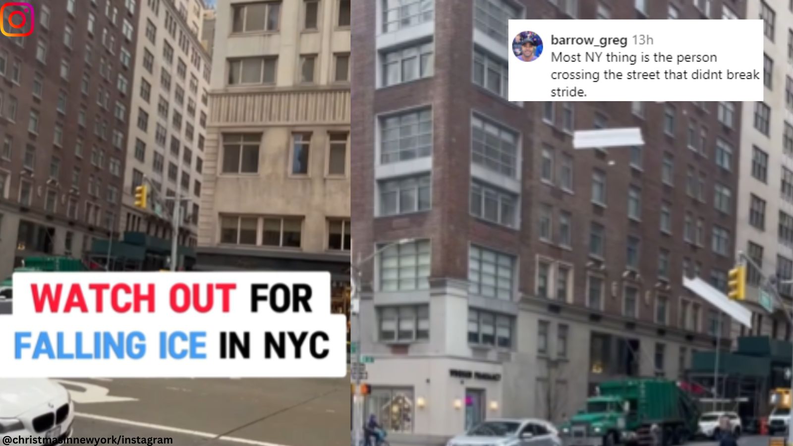 This video highlights the rising threat of falling ice in New York ...