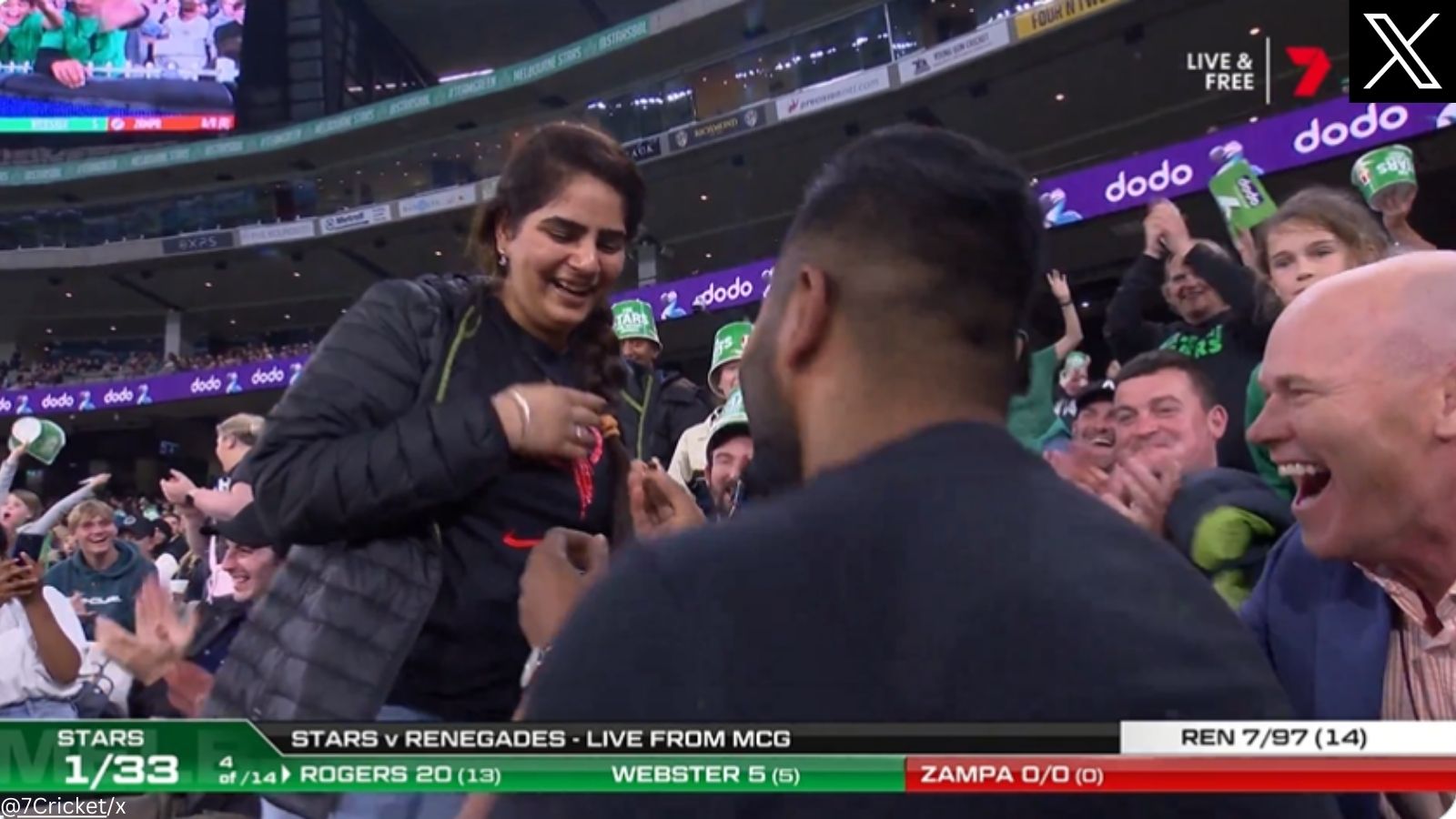 Indian man proposes to girlfriend on live TV during Big Bash League ...