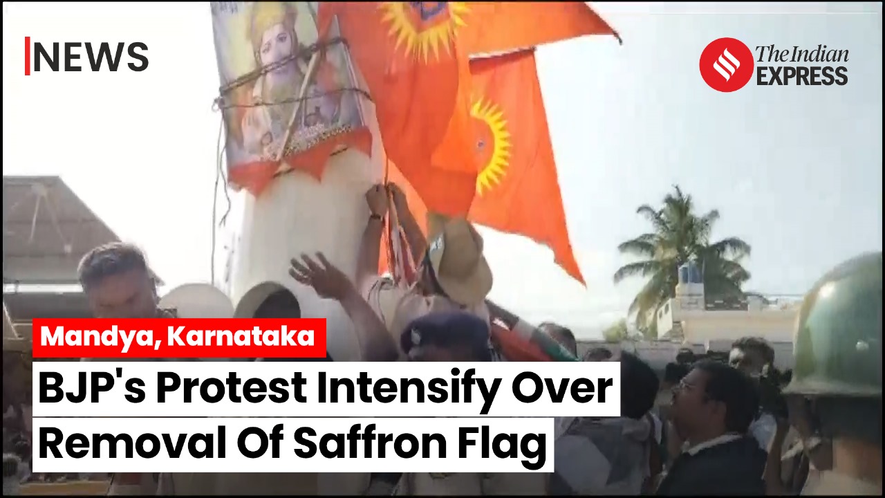 Bjp protest in karnataka tensions escalate in karnataka as saffron flag ...