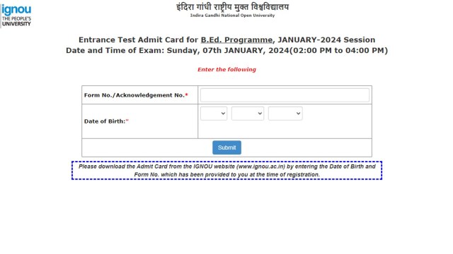 IGNOU BEd 2024: Admit cards out at ignou.ac.in, exam on January 7 ...