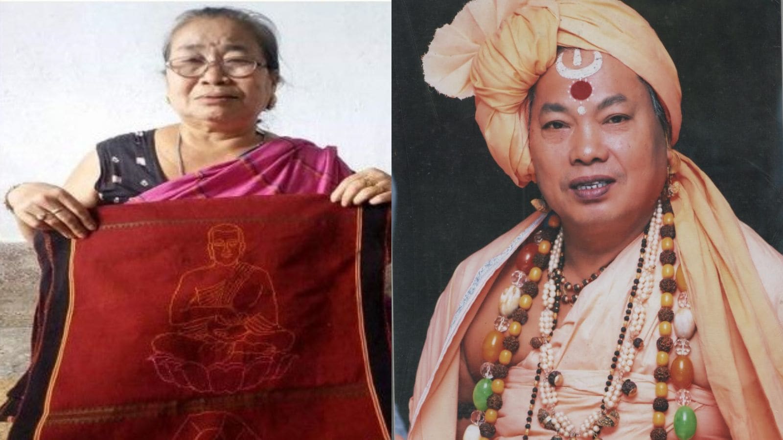 Traditional loin-loom weaver Smriti Rekha Chakma, spiritual guru Chitta ...