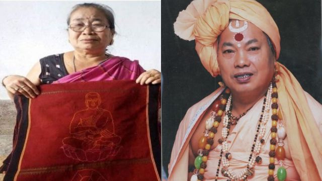 Traditional loin-loom weaver Smriti Rekha Chakma, spiritual guru Chitta ...