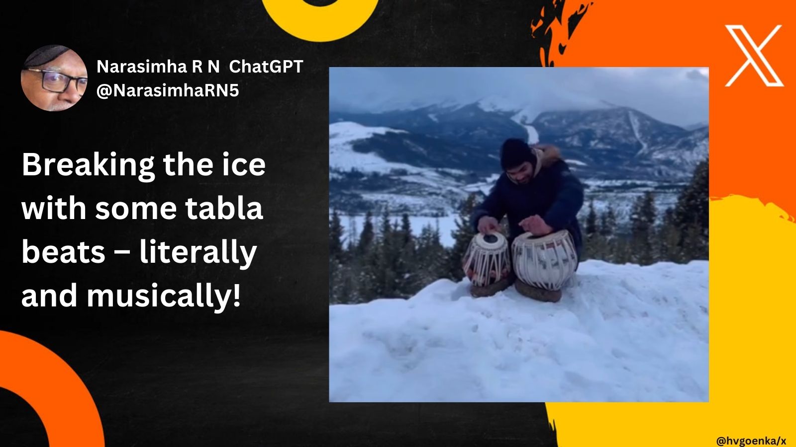 Watch: Snow-laden hills set the stage as man plays tabla to ‘Mahiye ...