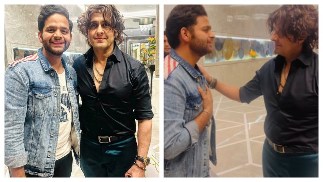 Sonu Nigam patiently listens to a fan who wanted to sing for him ...