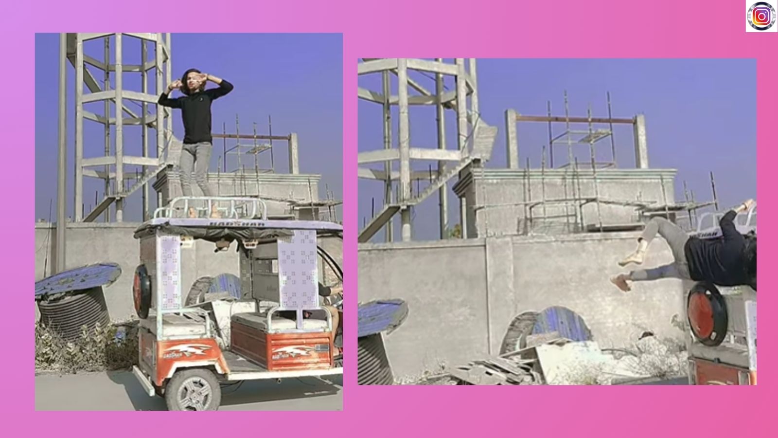 Watch: Man falls off e-rickshaw while dance atop vehicle | Trending ...