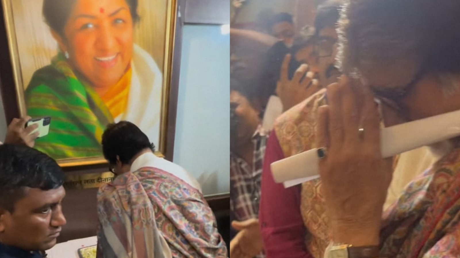 Amitabh Bachchan, Abhishek Bachchan pay respect to Lata Mangeshkar, bow ...