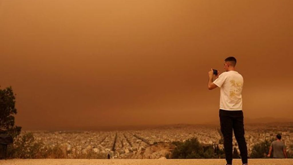 Watch: Skies over parts of Greece turn ‘orange’ after Sahara dust storm ...