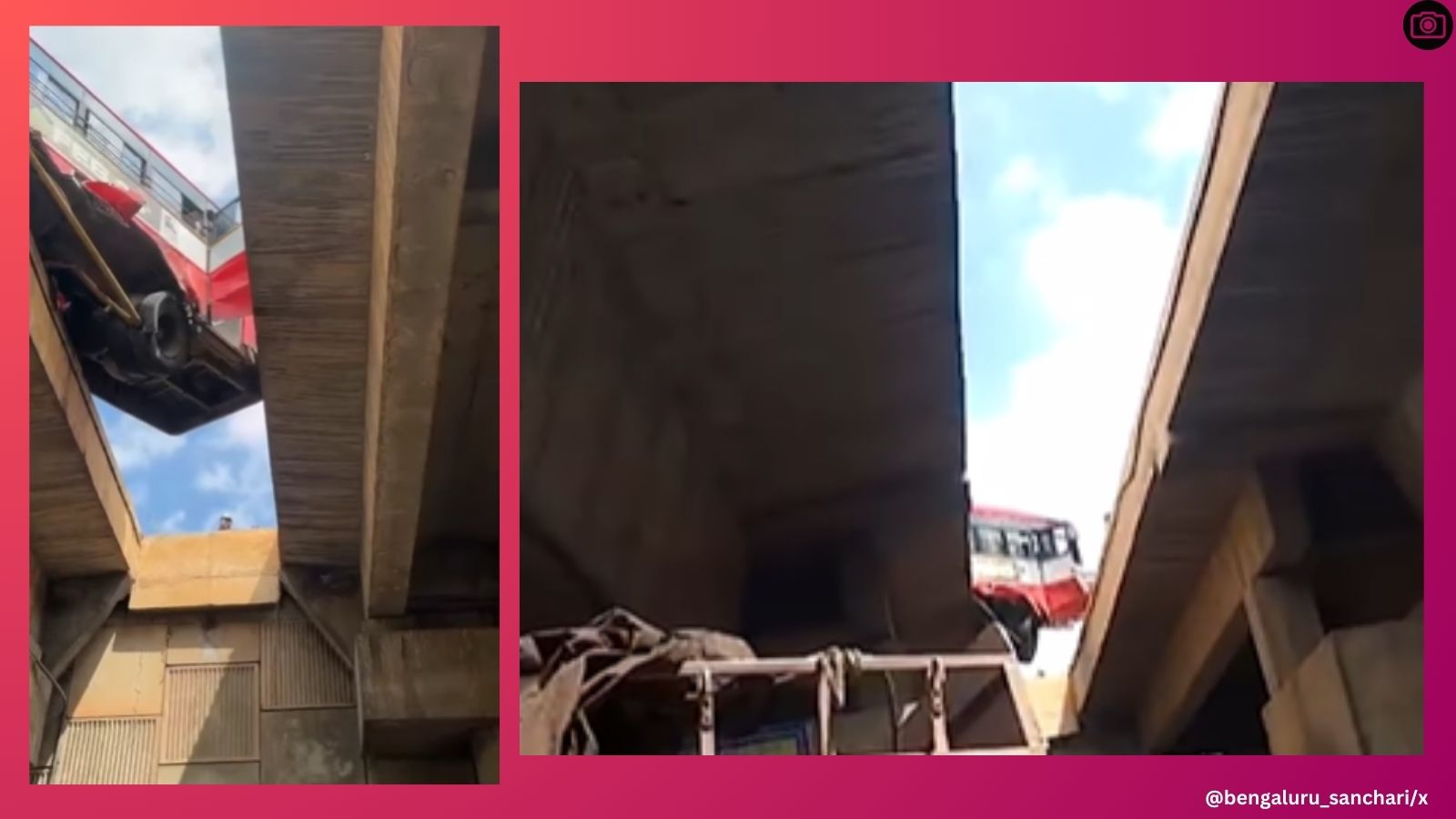 Viral video shows Karnataka bus hanging between flyovers after accident ...