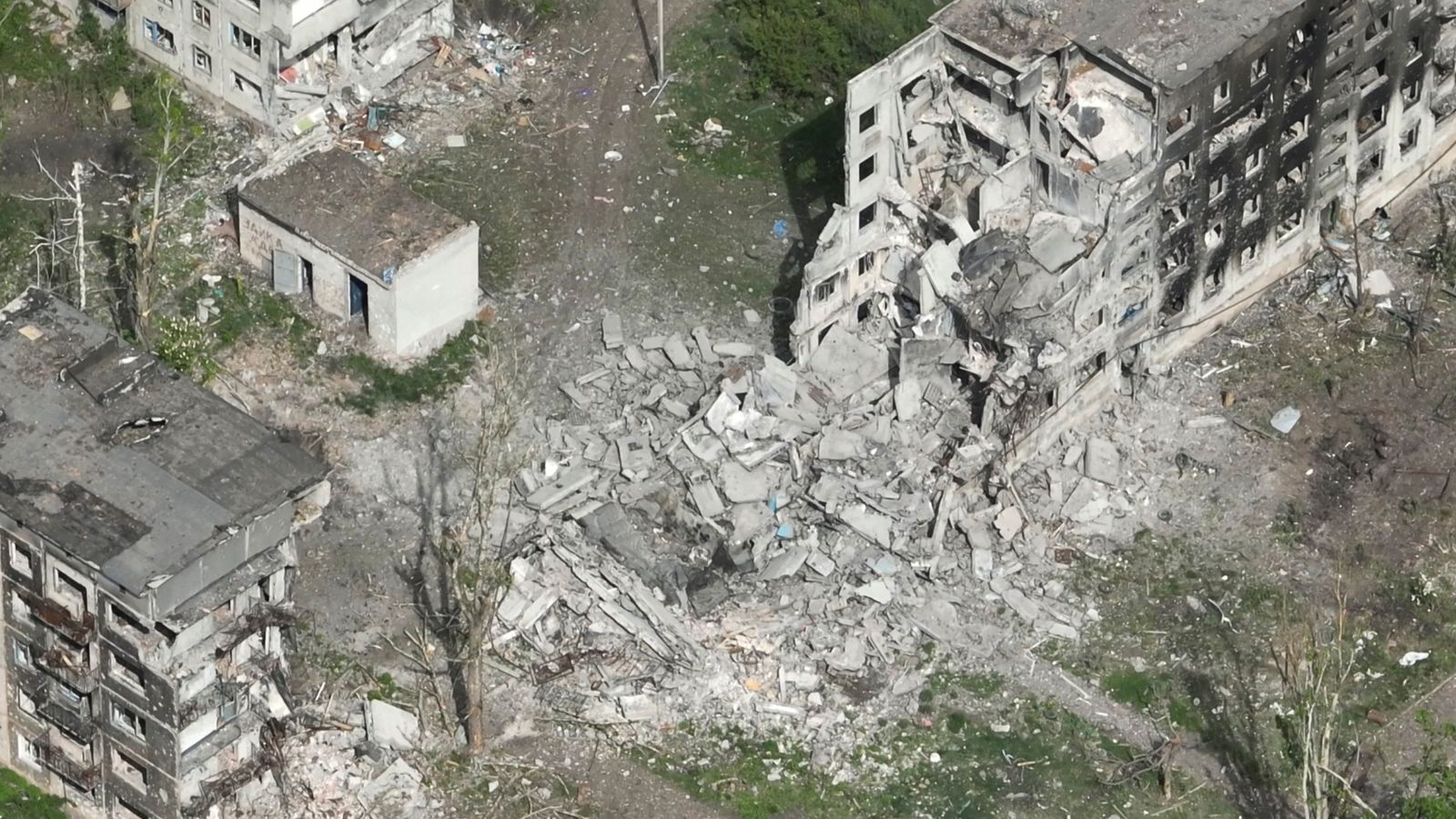 Drone footage shows devastation in Chasiv Yar, an eastern Ukrainian ...