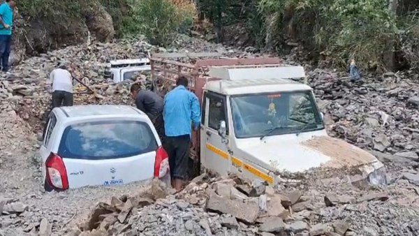 Landslide damages vehicles in Shimla as monsoon hits Himachal | Chandigarh News - The Indian Express