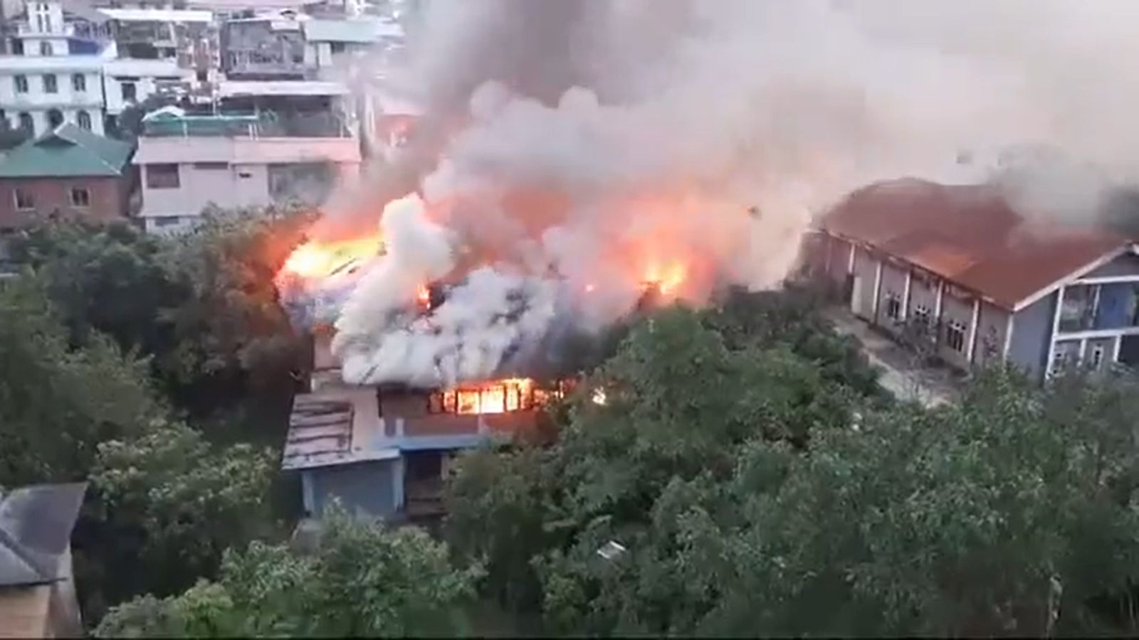 Major fire breaks out in abandoned building near Manipur CM Biren Singh ...