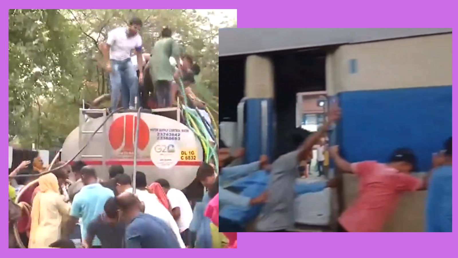 Top viral videos today: Delhi residents scale water tankers, passengers ...