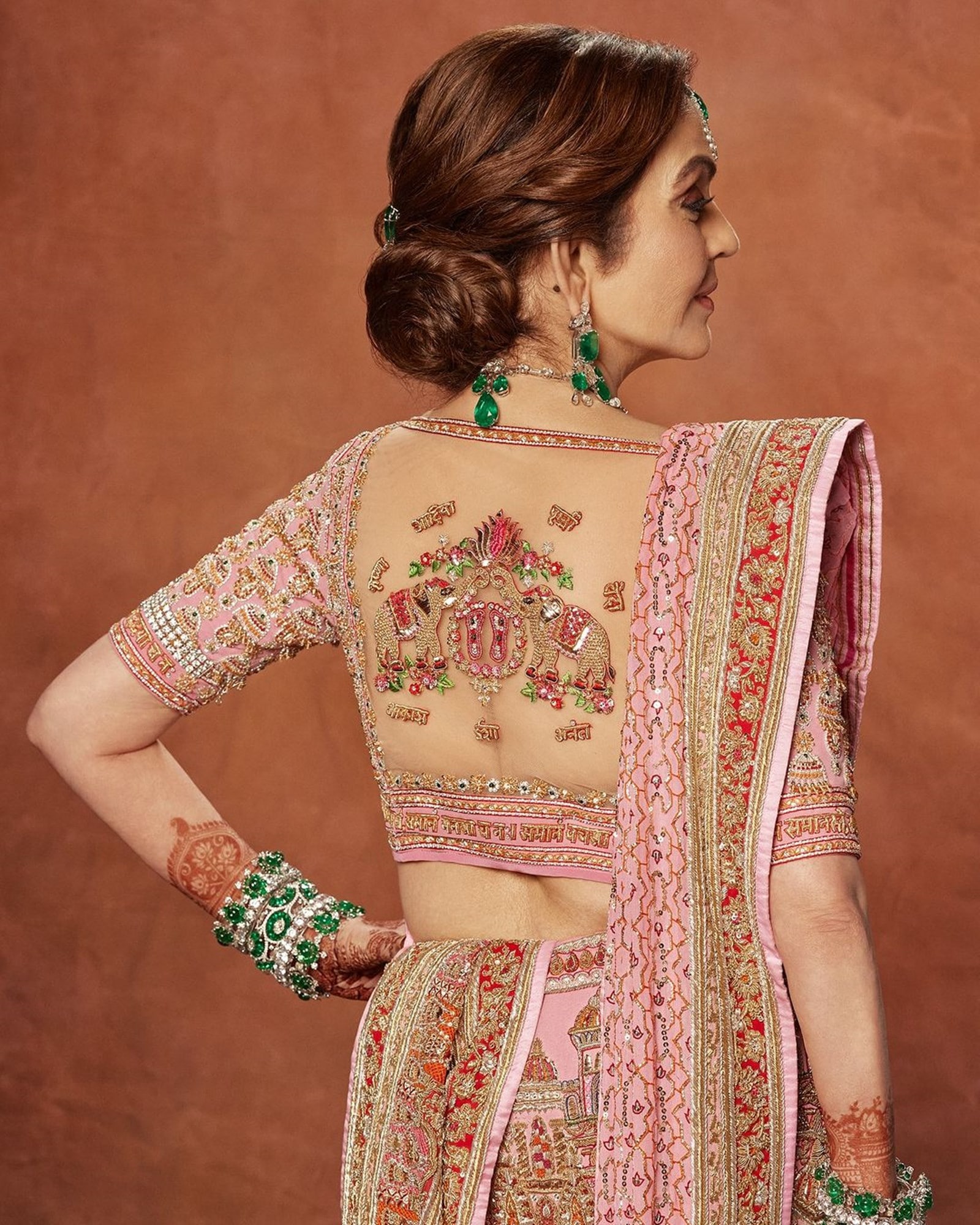 Nita Ambani wears jewelled blouse embroidered with her children and ...