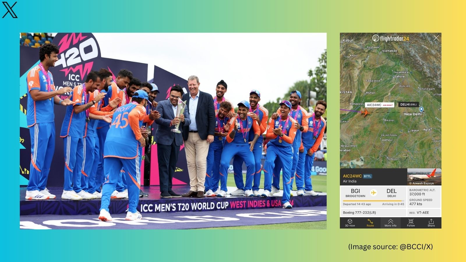 Team India: Air India flight carrying Men in Blue with T20 World Cup ...