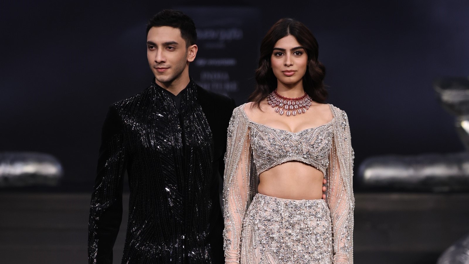 Khushi Kapoor-Vedang Raina walk the ramp as a couple at India Couture Week