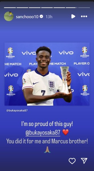 ‘You did it for me and Marcus Rashford’: Sancho praises Saka for shootout redemption in Euro ...