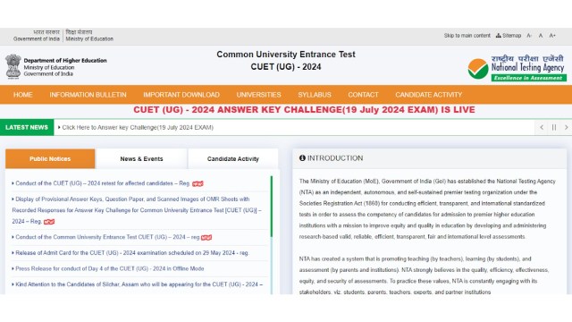 Cuet Ug 2024 Answer Key Nta Releases Answer Key For July 19 Exam