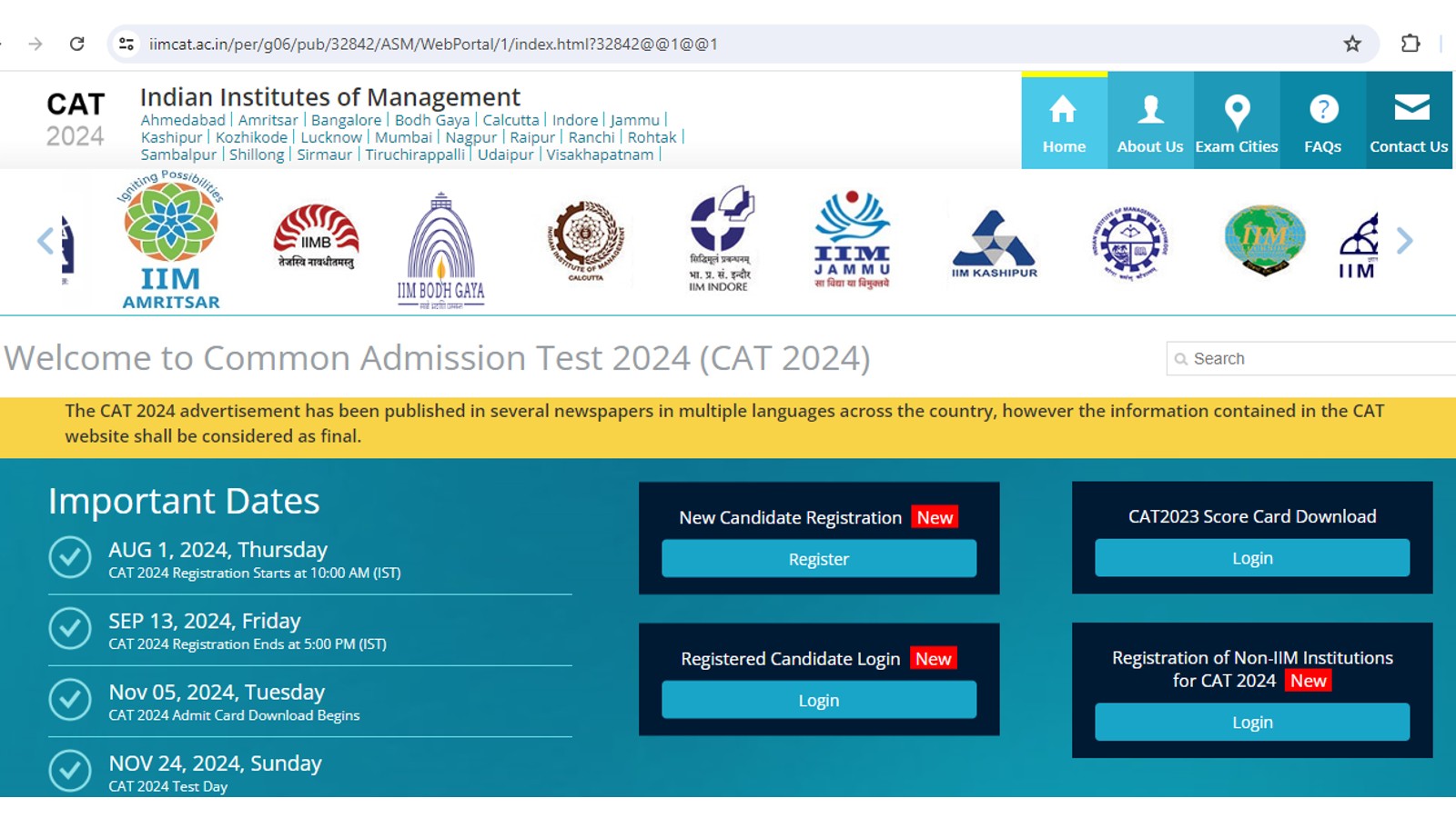 CAT 2024: Official website link active at iimcat.ac.in | Education News ...