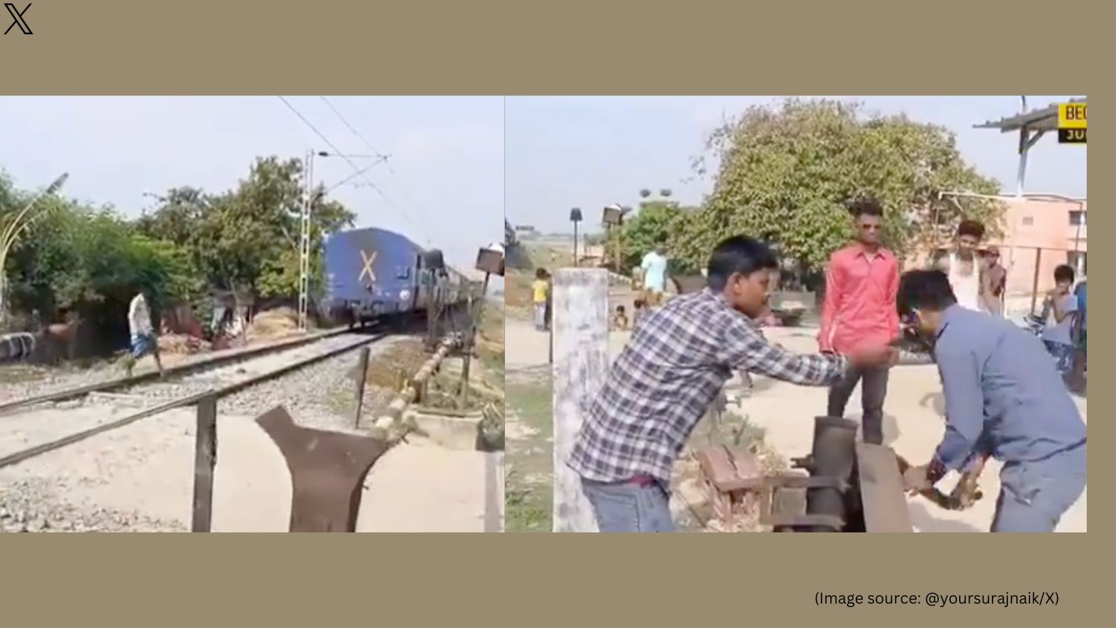 Watch: Viral video shows man deboarding train to open railway crossing ...
