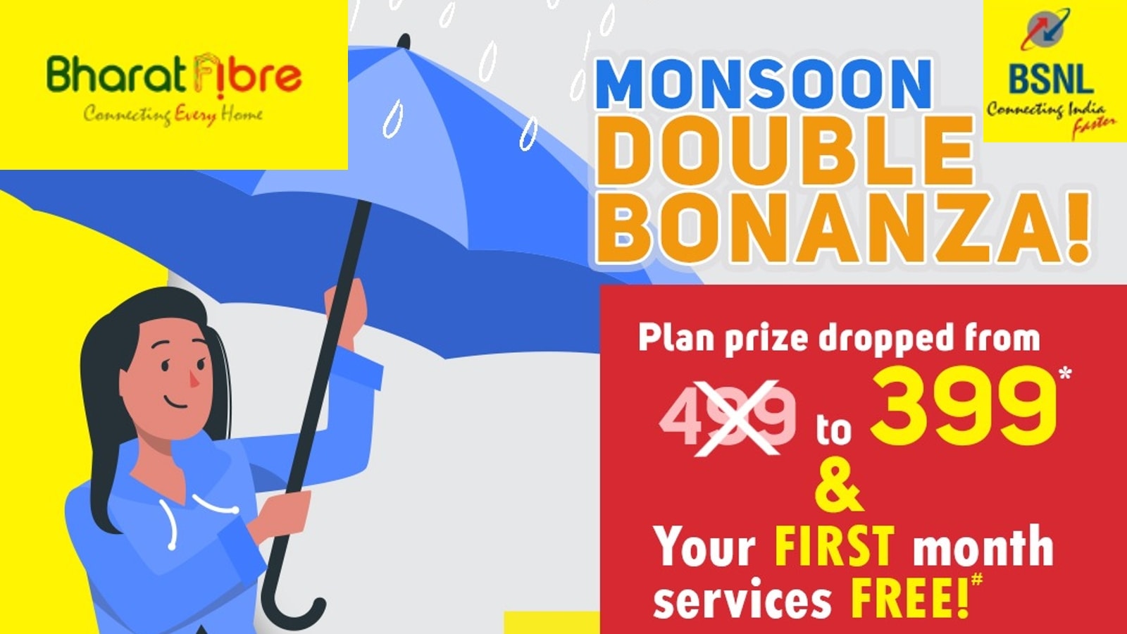 BSNL cuts Fibre Basic Plan price to Rs 399 per month, gives unlimited data at 60Mbps ...