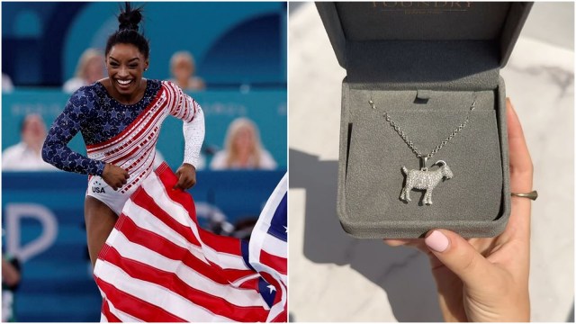 Simone Biles flaunts ‘GOAT’ necklace made of 546 diamonds as she ...