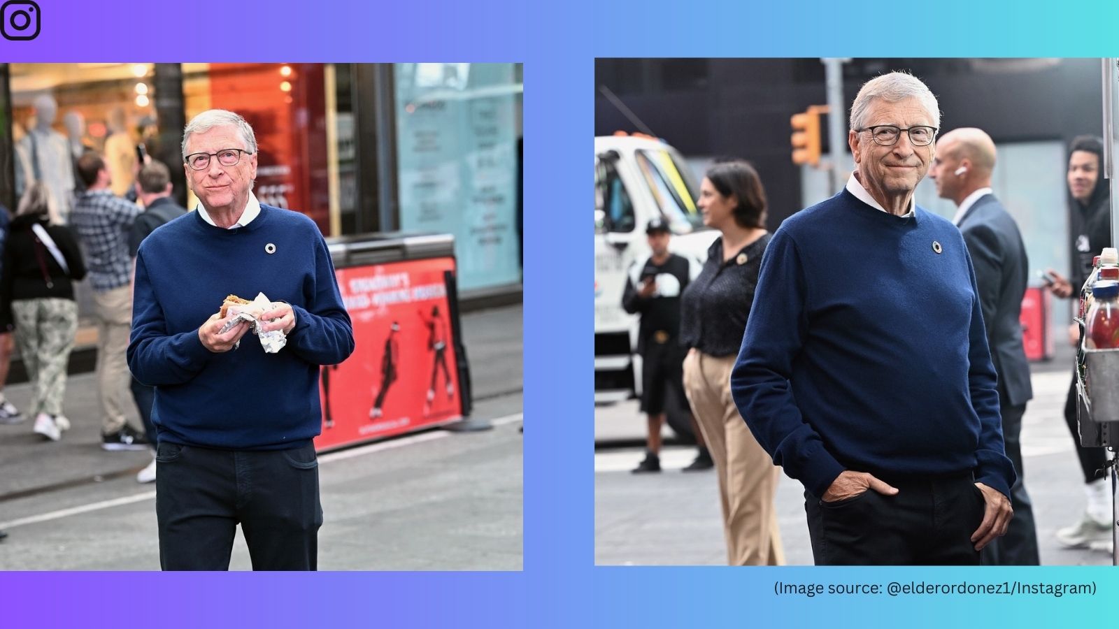Video of Bill Gates enjoying a hot dog from a cart in Times Square sets ...