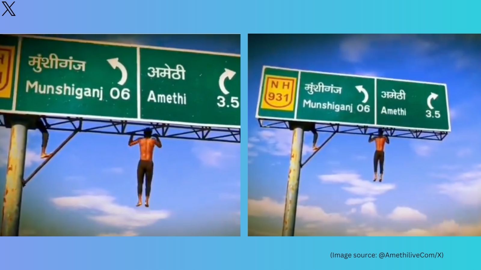 Watch: Youth does pull-ups holding highway signboard 10m above road in Uttar Pradesh, police ...