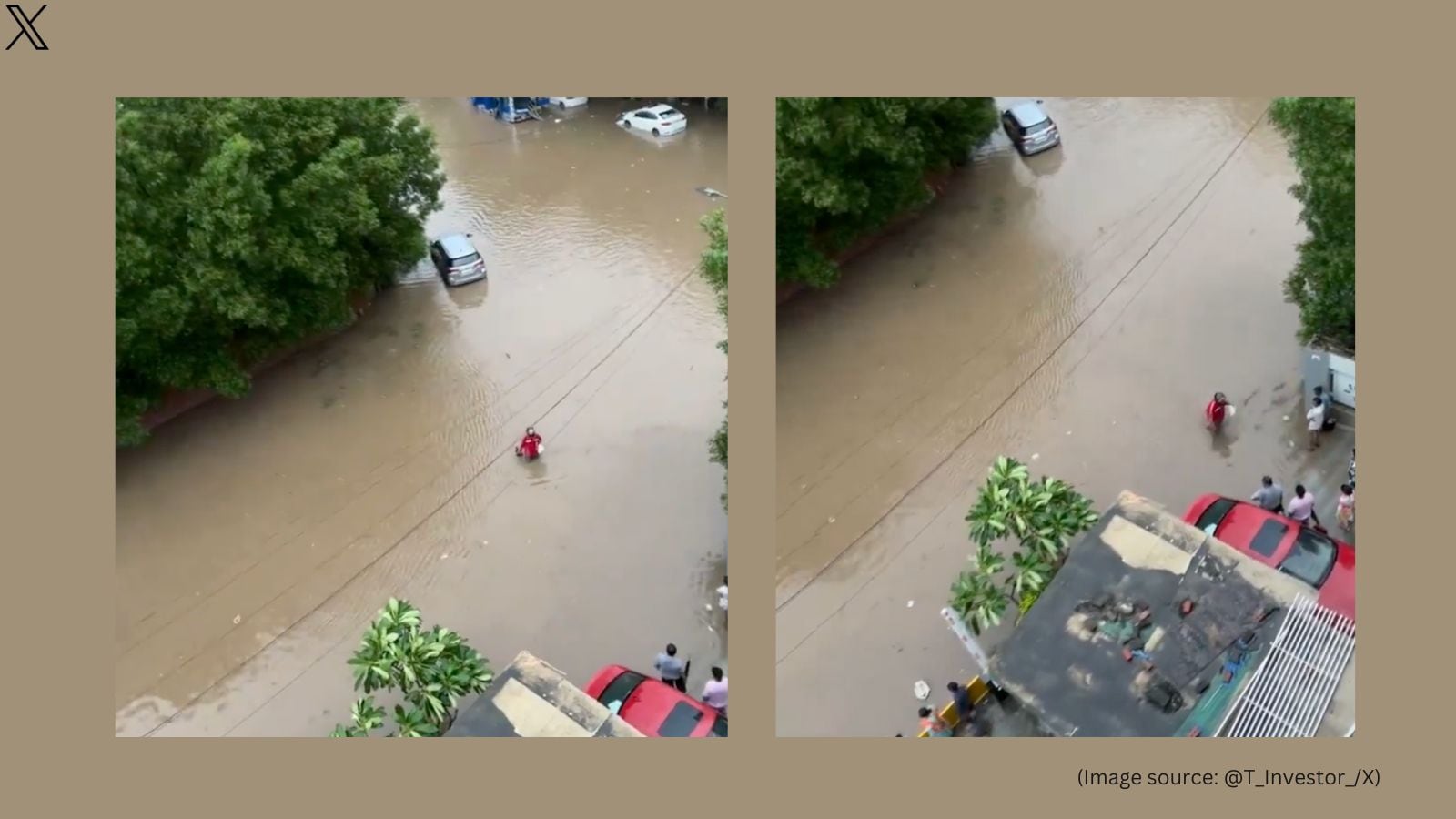 Gujarat rain: Zomato delivery agent walks through knee-deep water to ...