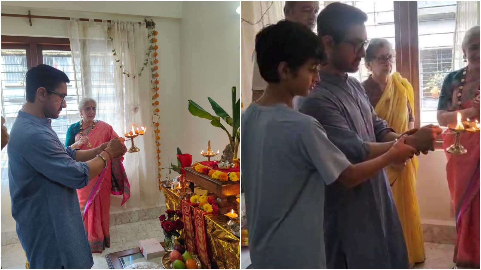 Aamir Khan celebrates Ganesh Chaturthi, performs puja with son Azad ...