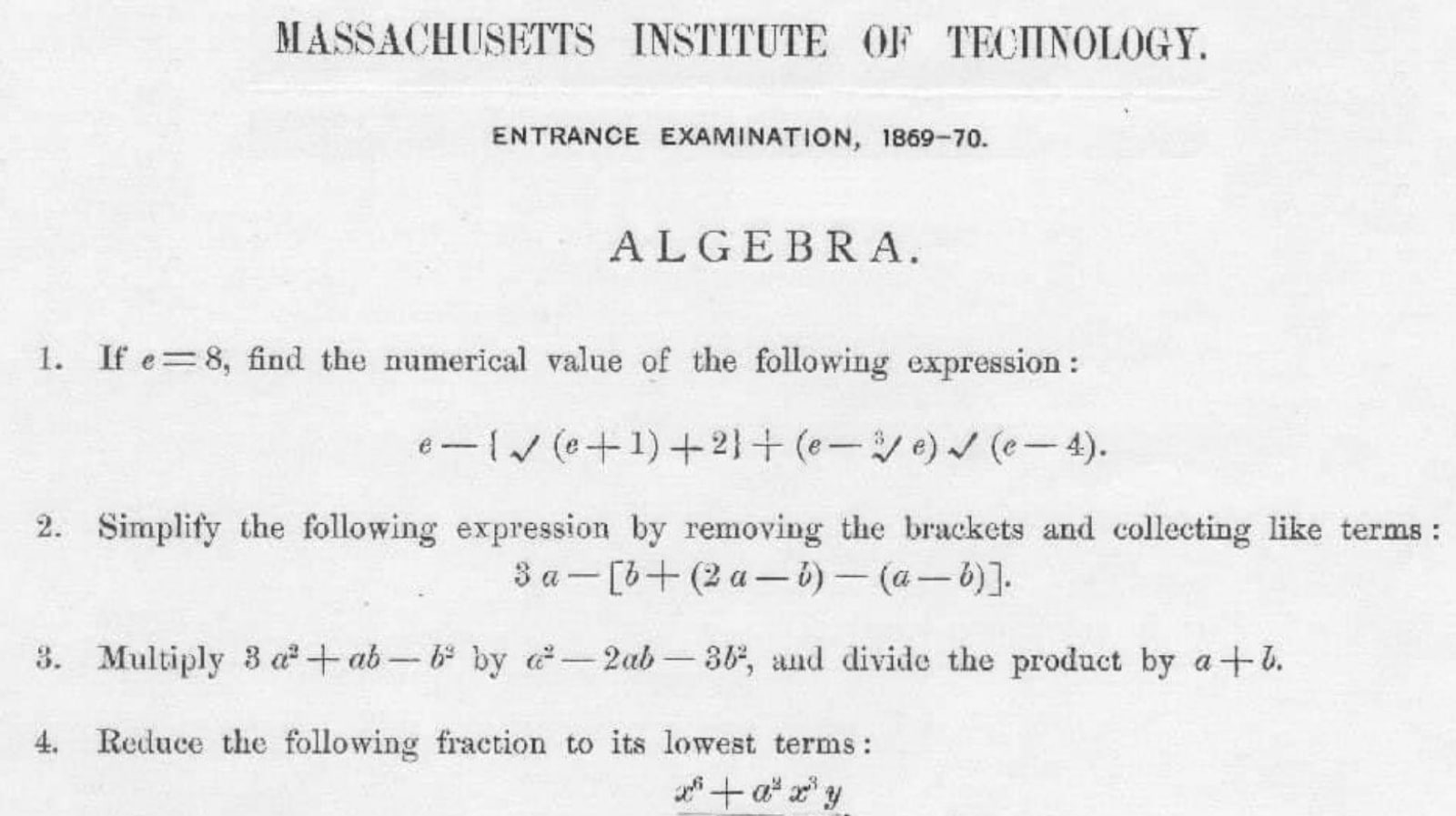 155-year-old MIT entrance exam question paper goes viral, Redditors ...