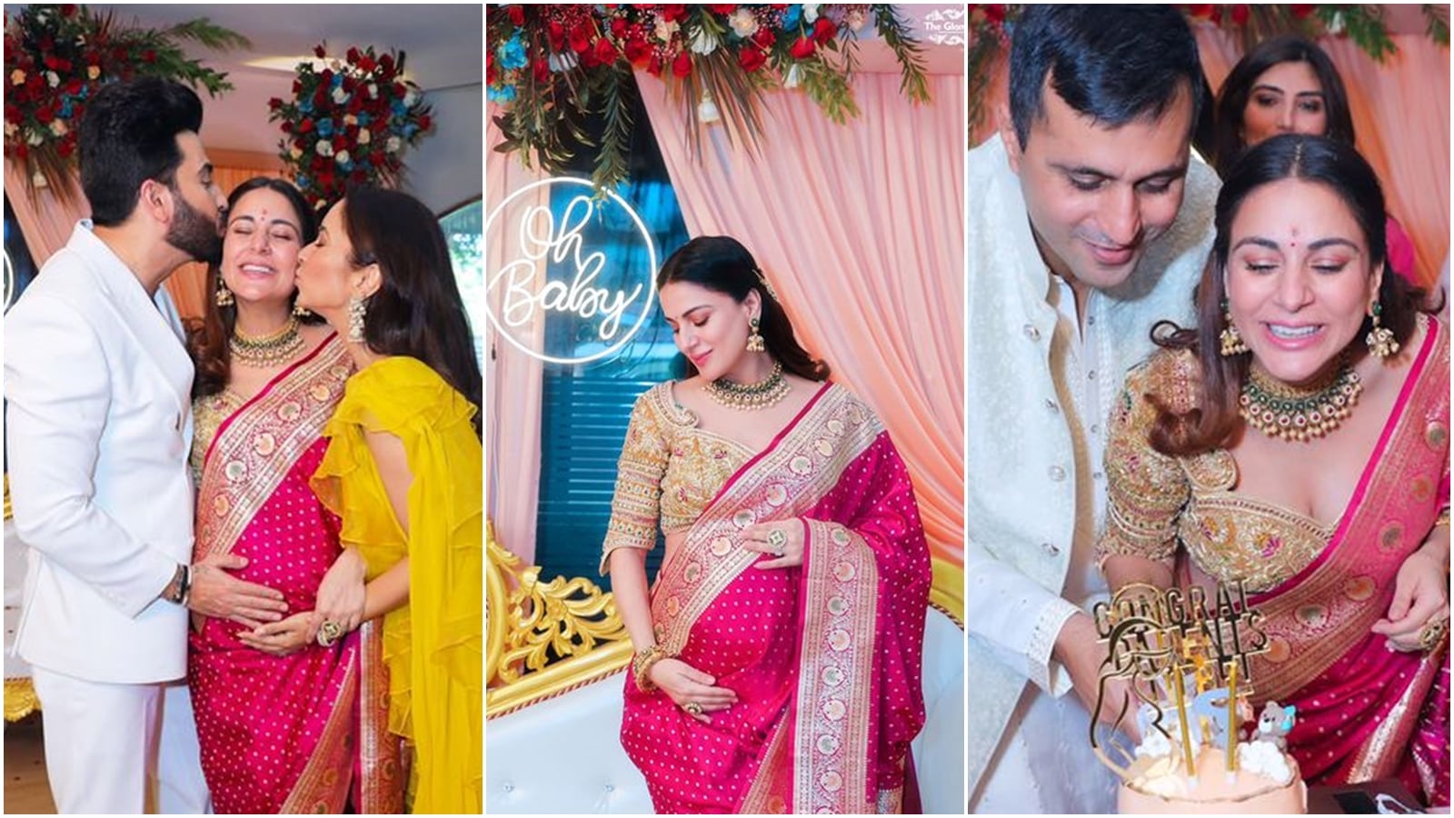 Shraddha Arya’s godh bharai ceremony: Dheeraj Dhoopar, Anjum Fakih pose ...