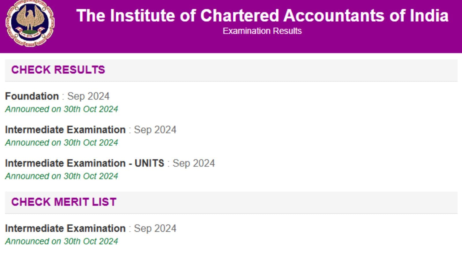 ICAI CA Foundation, Inter Results 2024: Where to check marks at icai ...