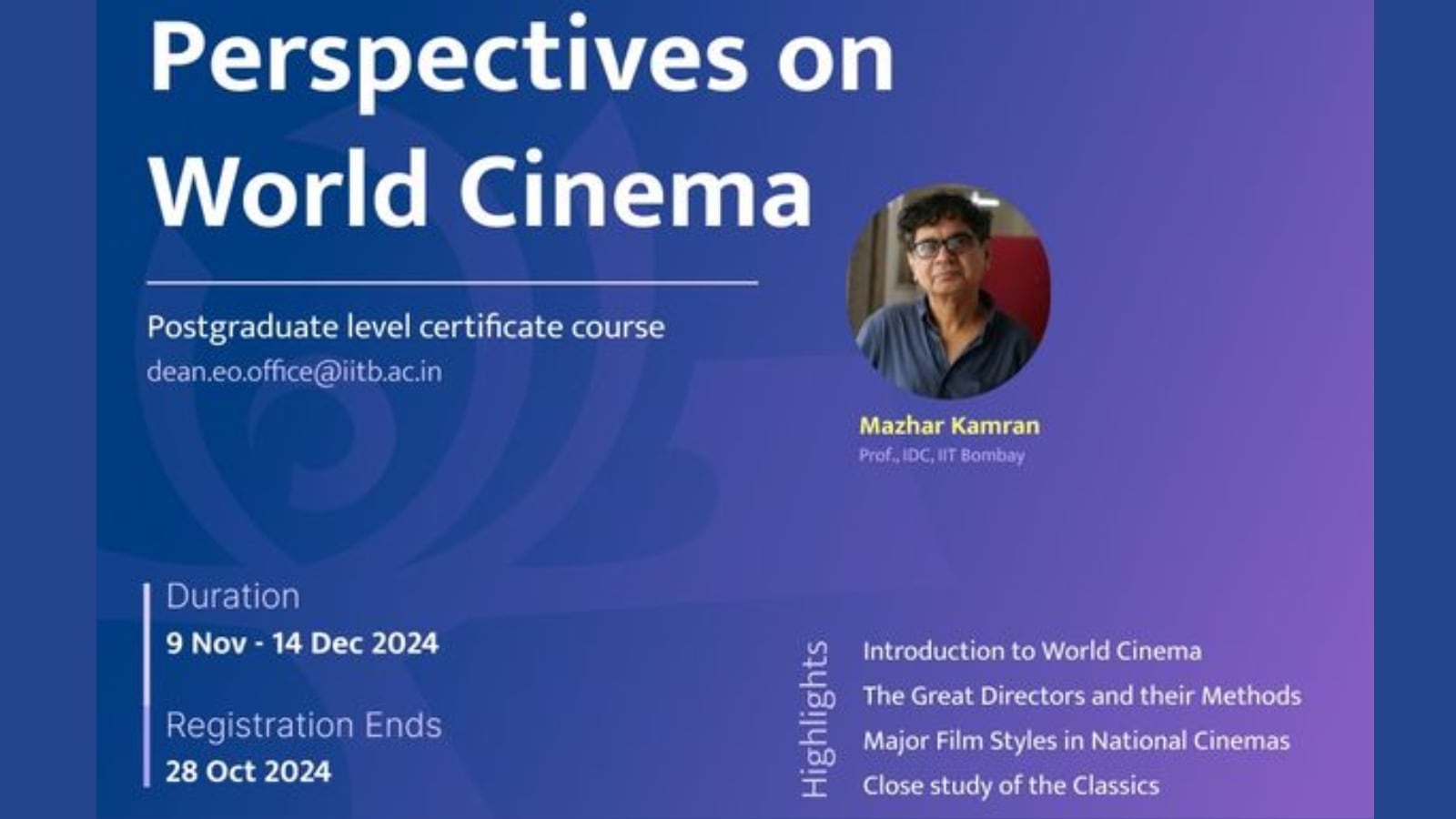 A course on World Cinema that is popular at IIT Bombay, now available ...