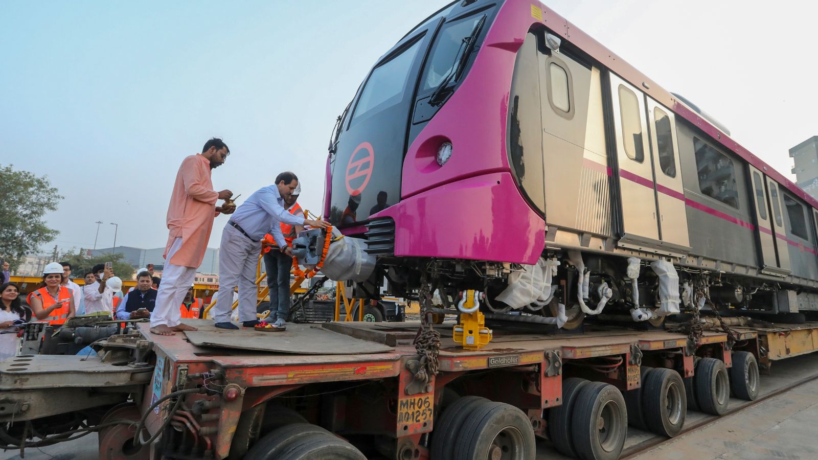 Delhi: First train for Metro Phase 4 arrives | Delhi News - The Indian ...